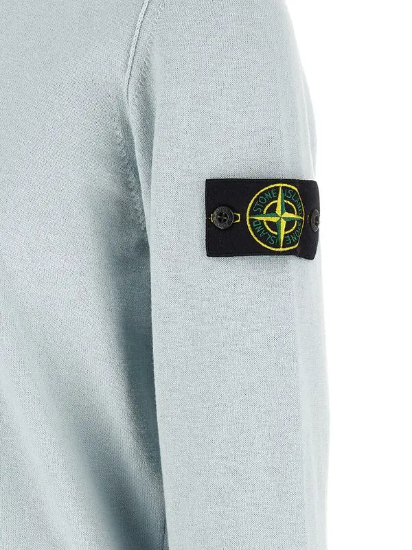 Stone Island 5100052 Fine Knit Cotton-nylon Blend Crew Neck Sweater - Blue