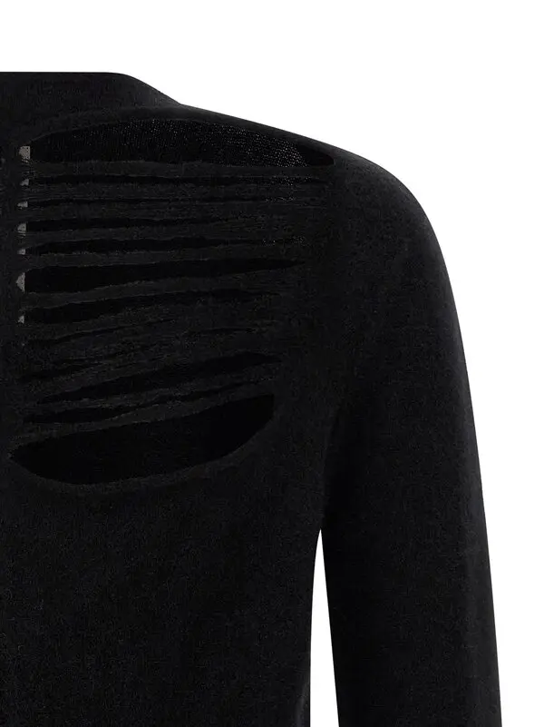 Rick Owens Ls Top Alpaca Wool Blend Sweater - Black