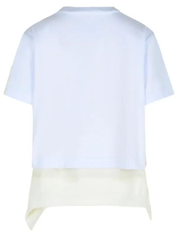 Sacai Cotton Blend T-shirt With Ribbed Crew Neck And Snap Buttons