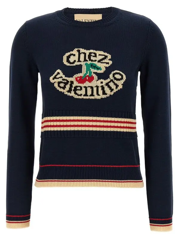 Valentino Garavani Chez Knitted Cotton Sweater - Blue