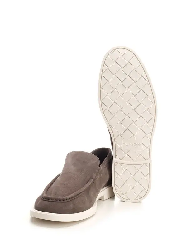 Bottega Veneta Astaire Suede Moccasins - Gray