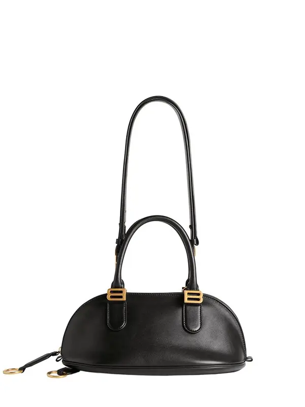 Balenciaga Mini Bowling Bag In Black Smooth Calf Leather - Multicolor