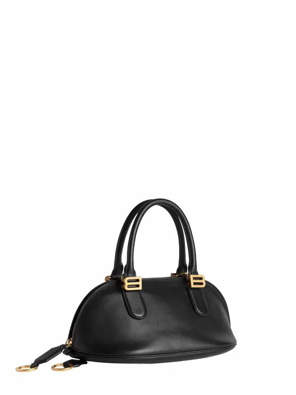 Balenciaga Mini Bowling Bag In Black Smooth Calf Leather - Multicolor