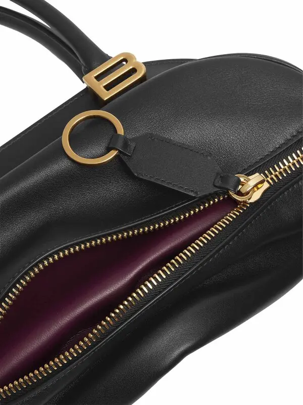 Balenciaga Mini Bowling Bag In Black Smooth Calf Leather - Multicolor