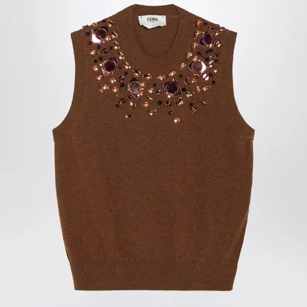 Fendi Wool And Cashmere Gilet With Embellishments