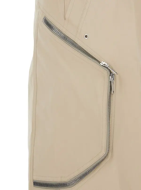 Rick Owens Beige Cotton High-waisted Zip Pocket Trousers - Multicolor