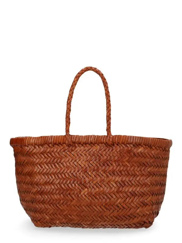Dragon Diffusion Triple Jump Small Woven Leather Tote Bag - Brown