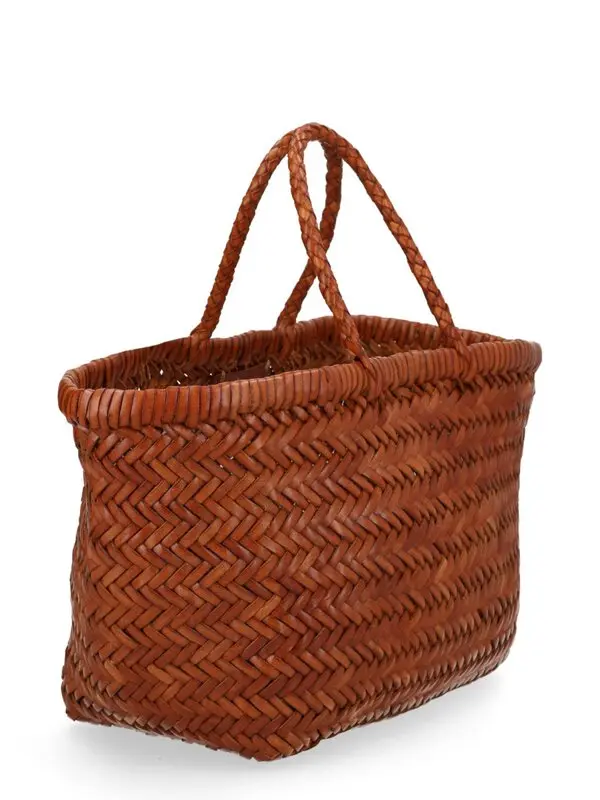 Dragon Diffusion Triple Jump Small Woven Leather Tote Bag - Brown