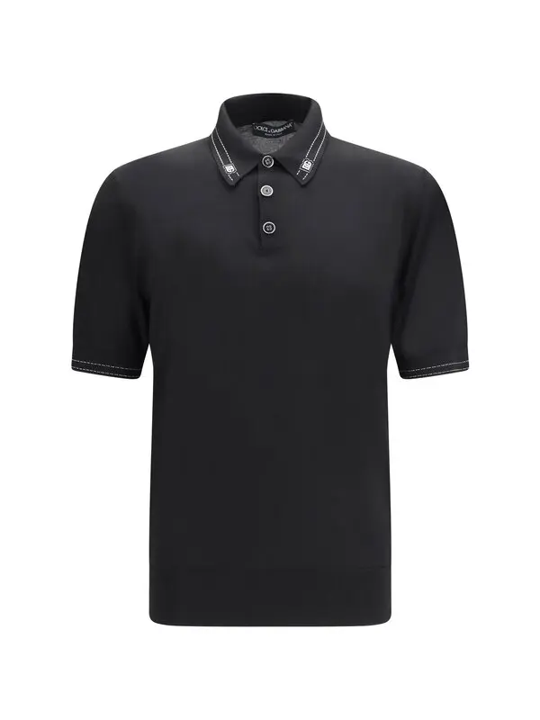 Dolce & Gabbana Silk Polo With Collar And Short Sleeves