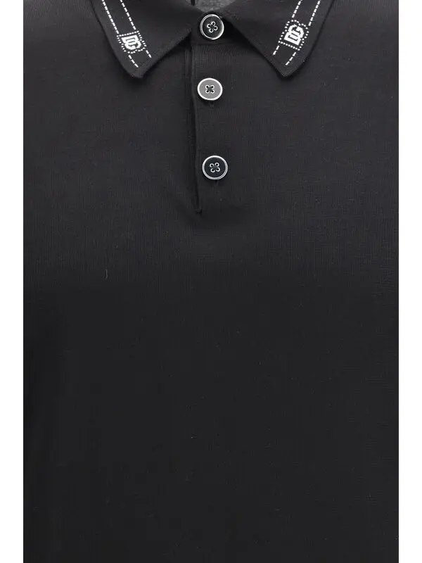 Dolce & Gabbana Silk Polo With Collar And Short Sleeves