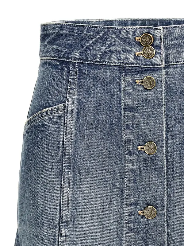 Valentino Garavani Denim Mini Skirt With Trim Detail