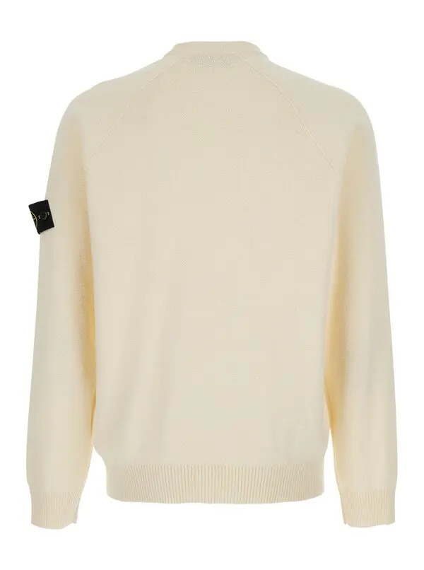 Stone Island Crew Neck Cotton Sweater With Logo Patch - Multicolor