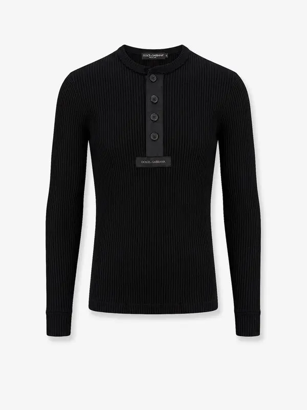 Dolce & Gabbana Ribbed Cotton Sweater With Metal Logo