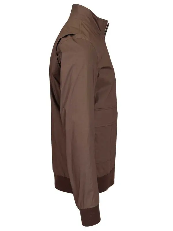 Herno Stretch Cotton Bomber Jacket With High Collar And Zip Fastening - Brown