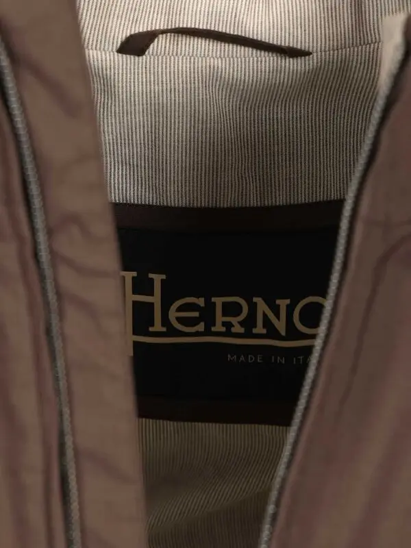 Herno Stretch Cotton Bomber Jacket With High Collar And Zip Fastening - Brown