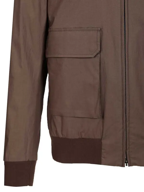 Herno Stretch Cotton Bomber Jacket With High Collar And Zip Fastening - Brown