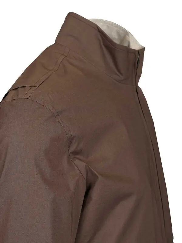 Herno Stretch Cotton Bomber Jacket With High Collar And Zip Fastening - Brown