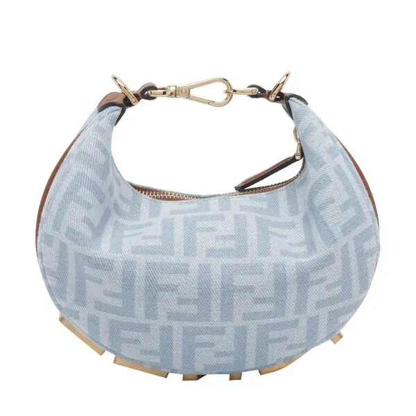 Fendi Mini Hobo Bag With Appliqué And Gold-tone Hardware - Blue