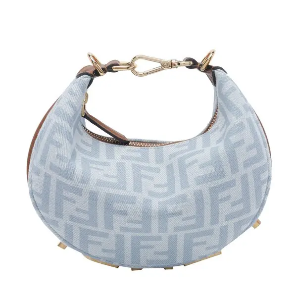 Fendi Mini Hobo Bag With Appliqué And Gold-tone Hardware - Blue