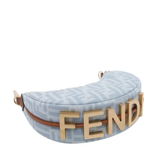 Fendi Mini Hobo Bag With Appliqué And Gold-tone Hardware - Blue