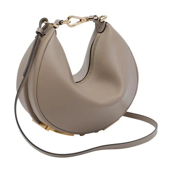 Fendi Mini Hobo Bag With Appliqué And Gold-tone Hardware