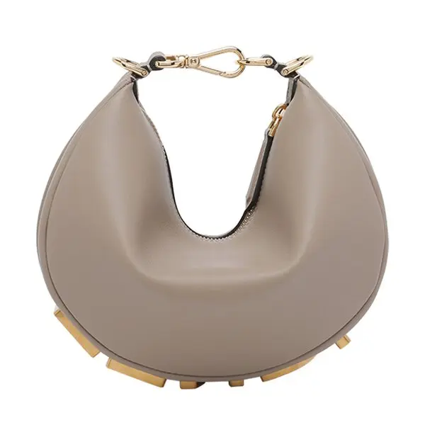 Fendi Mini Hobo Bag With Appliqué And Gold-tone Hardware