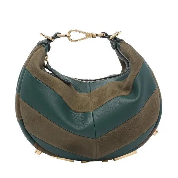 Fendi Mini Hobo Bag With Appliqué And Gold-tone Hardware - Green