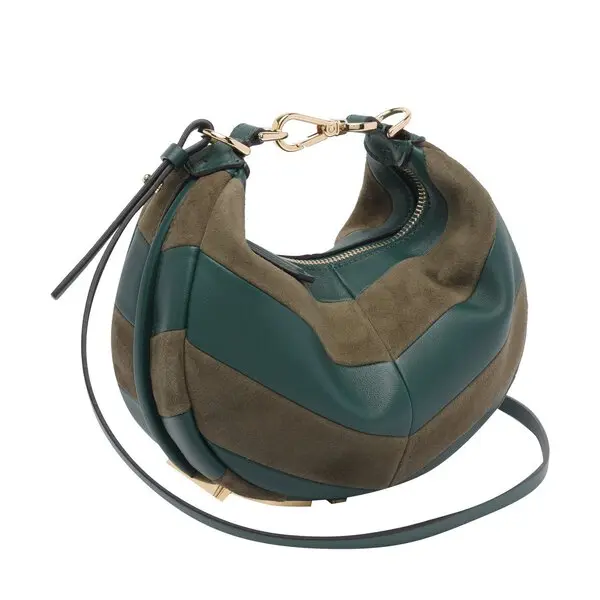 Fendi Mini Hobo Bag With Appliqué And Gold-tone Hardware - Green
