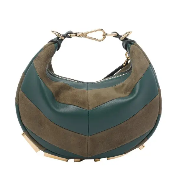 Fendi Mini Hobo Bag With Appliqué And Gold-tone Hardware - Green