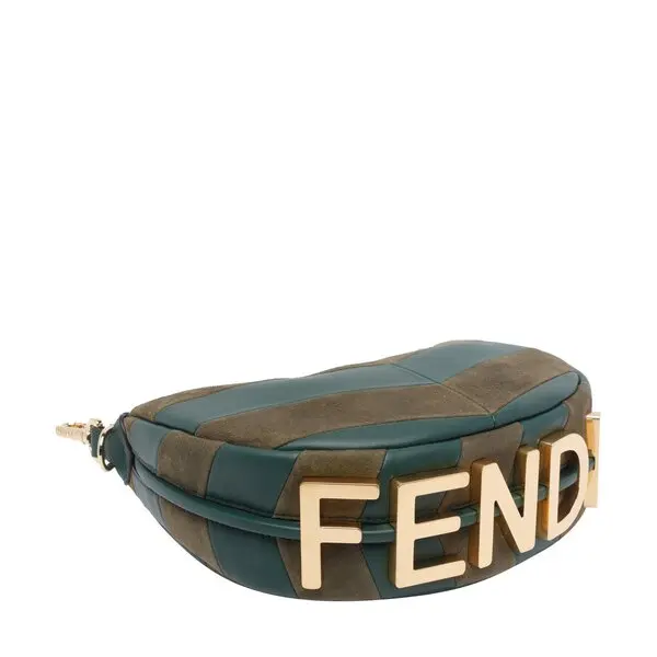 Fendi Mini Hobo Bag With Appliqué And Gold-tone Hardware - Green