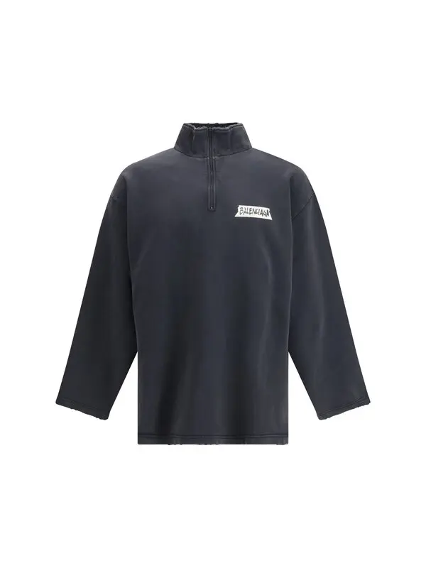 Balenciaga Distressed Zipped Sweatshirt With Stand Collar