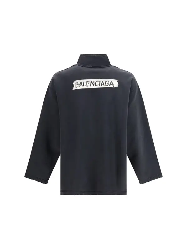Balenciaga Distressed Zipped Sweatshirt With Stand Collar