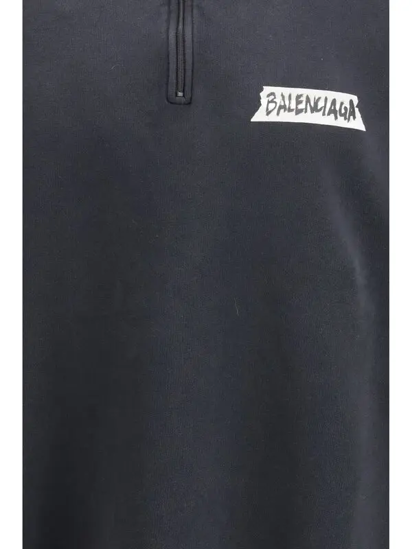 Balenciaga Distressed Zipped Sweatshirt With Stand Collar