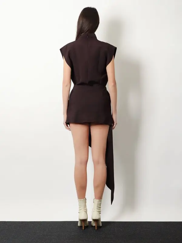 Alaïa Paper And Viscose Draped High Neck Sleeveless Top