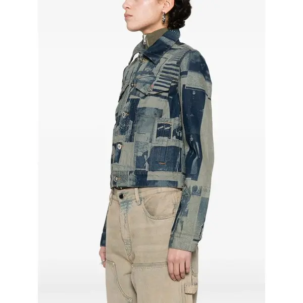 JEAN PAUL GAULTIER Denim Jacket With Newspaper Print