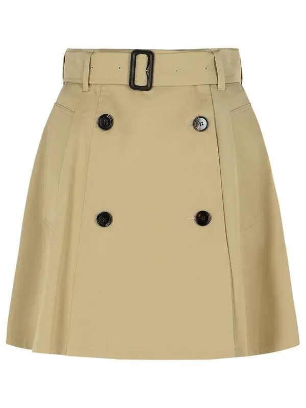 Burberry Belted Cotton Skirt - Cream