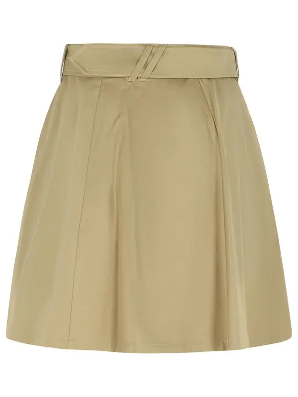 Burberry Belted Cotton Skirt - Cream
