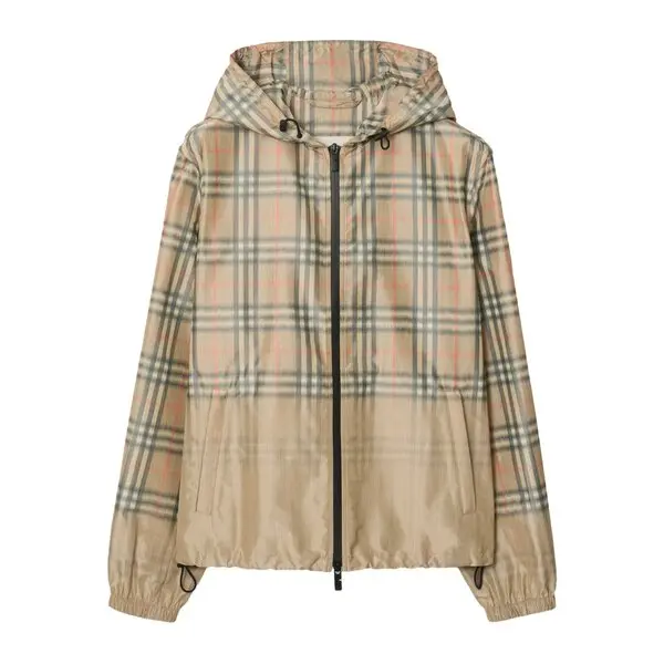 Burberry Checked Hooded Jacket - Cream