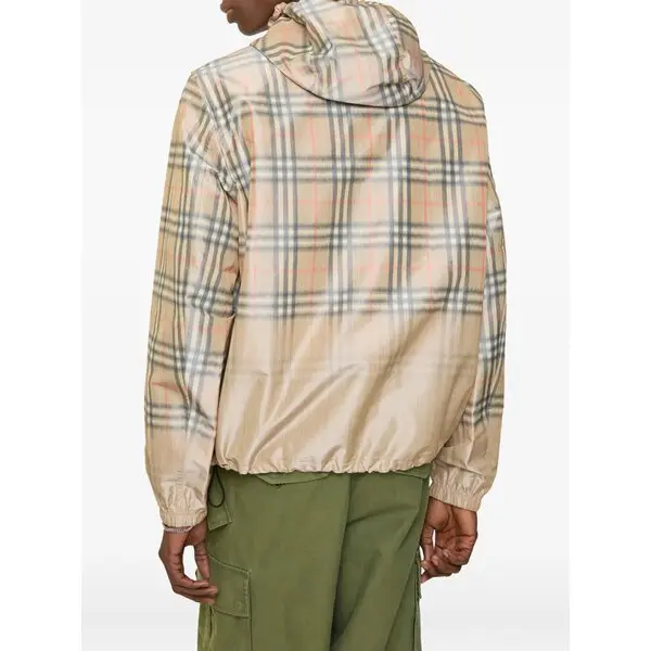 Burberry Checked Hooded Jacket - Cream