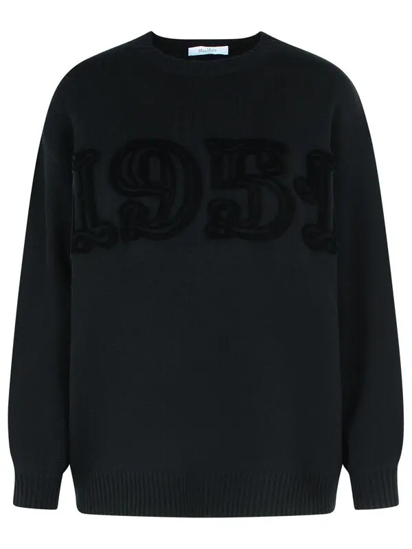 Max Mara Wool And Cashmere Sweater With Lettering - Black