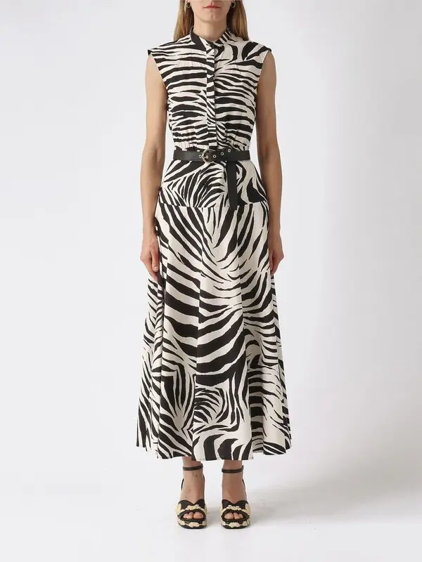 Max Mara Zebra Print Cotton Dress - White