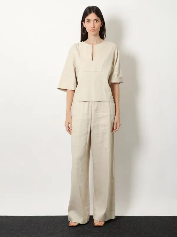 Max Mara Linen And Viscose Wide Leg Trousers - Multicolor