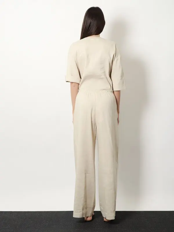 Max Mara Linen And Viscose Wide Leg Trousers - Multicolor