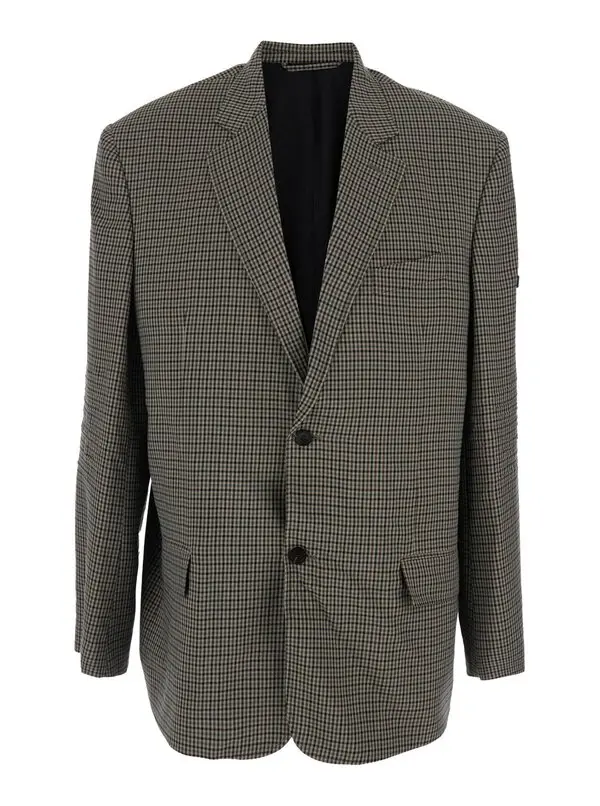 Balenciaga Checked Blazer With Logo Patch