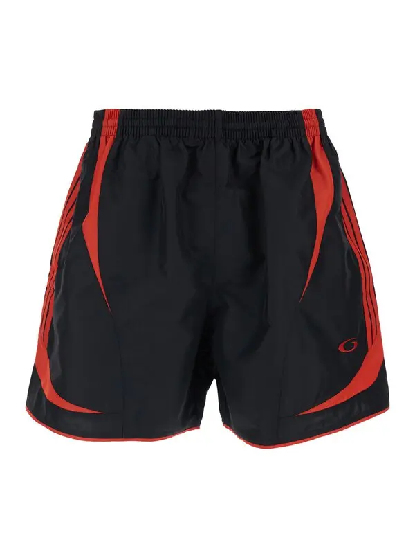 Balenciaga Tech Fabric Shorts With Elastic Waist And Logo Detail - Black