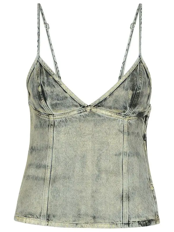 DIESEL® Denim Tank Top With Corset Detail - Silver