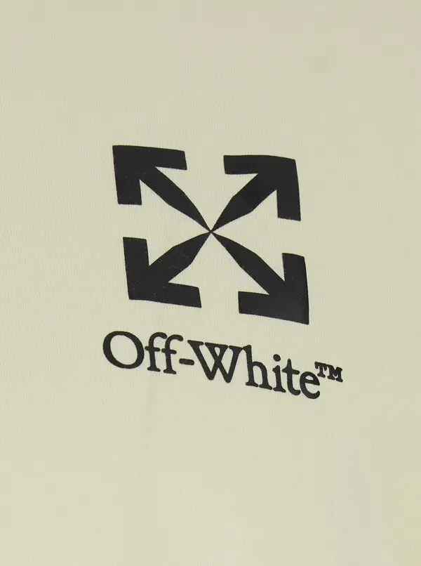 Off-White Light Crew Neck T-shirt With Logo On The Front In Cotton For - Yellow