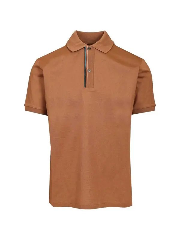 Paul Smith Polo Shirt With Striped Trim - Brown