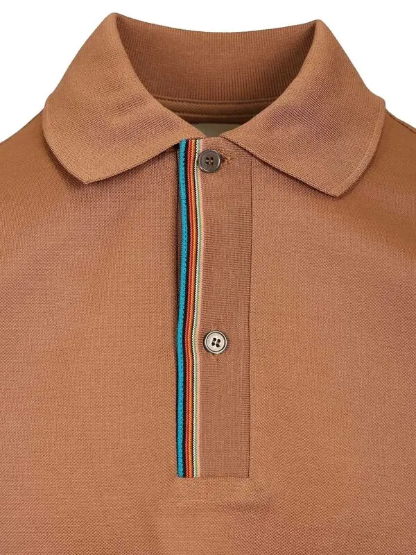Paul Smith Polo Shirt With Striped Trim - Brown