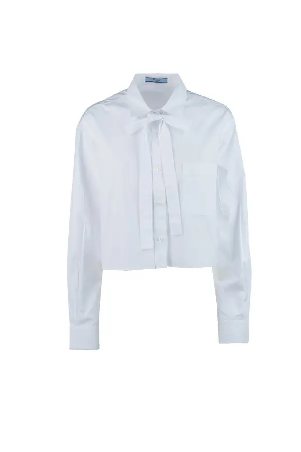 Prada Cropped Shirt With Bow Detail - Multicolor
